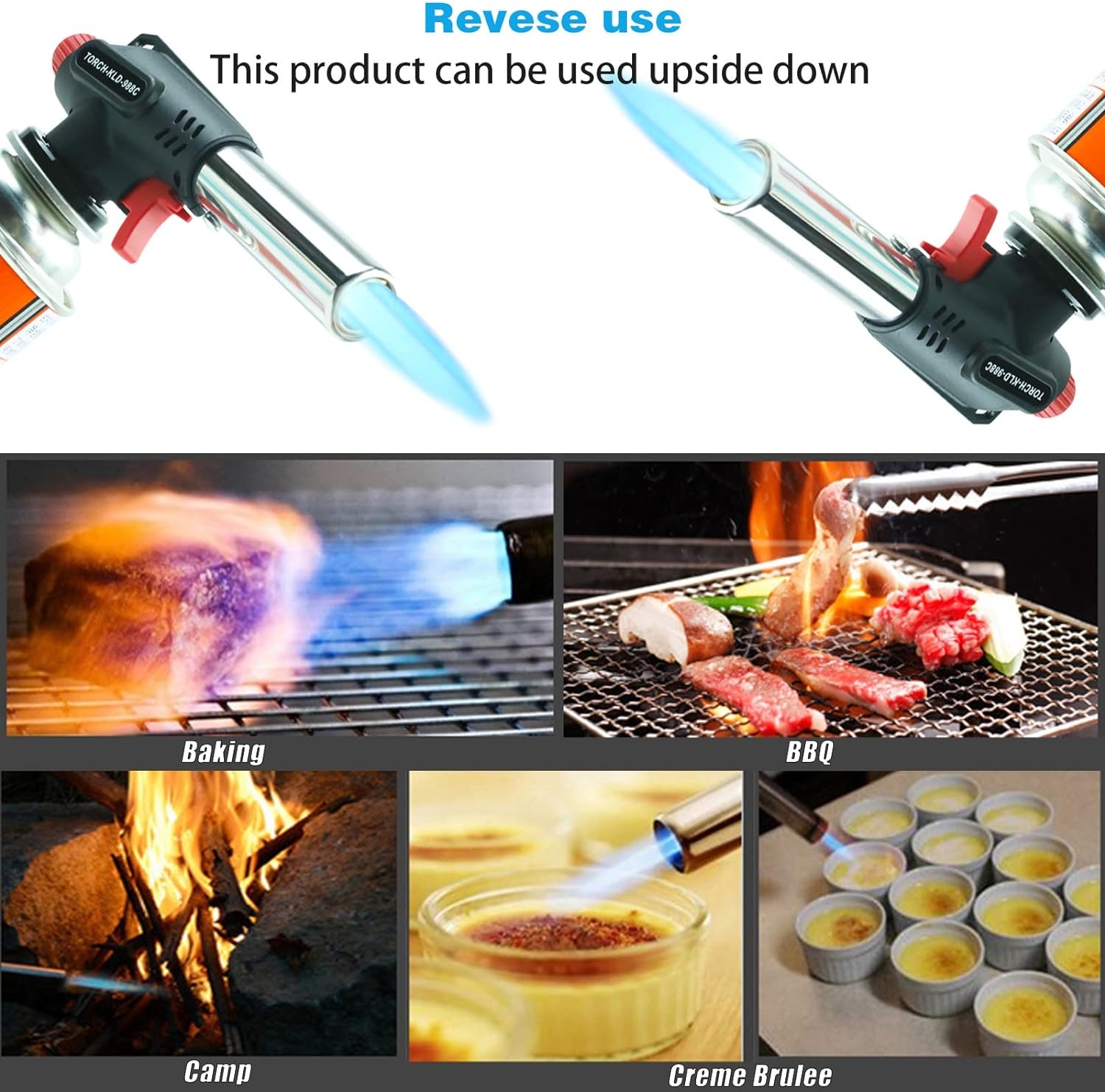 Gas Burner, 900°C To 1300°C, Flame Adjustable Butane Blow Torch, 360 ...